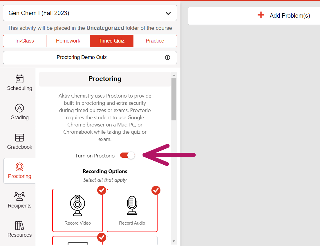 How do I adjust my Proctorio settings?